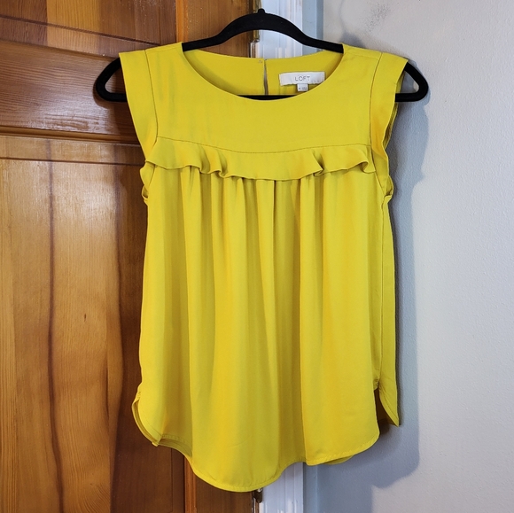 LOFT | Tops | Loft Womens Mustard Yellow Cap Sleeve Top | Poshmark